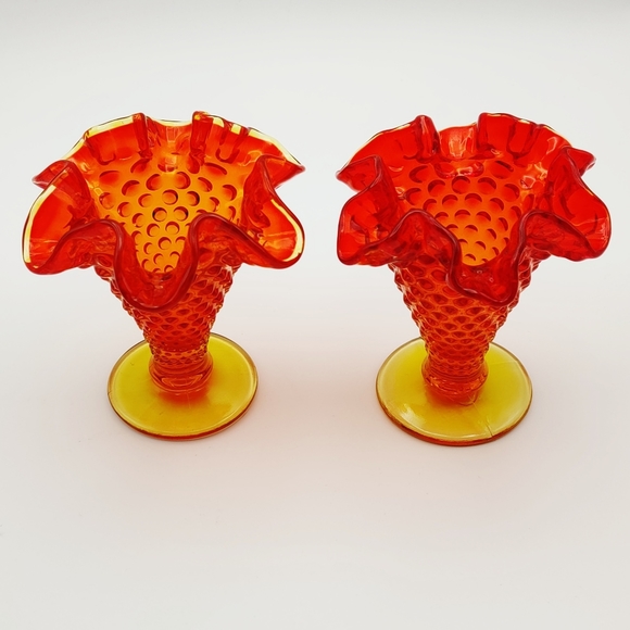 Fenton | Accents | Fenton Amberina Ruffled Edge Vases | Poshmark